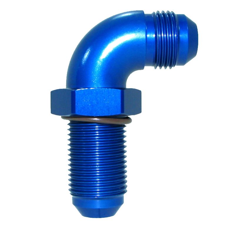 90-Degree 8 AN Bulkhead Union Fitting - Full Flow Adapter With 2 Nuts ...